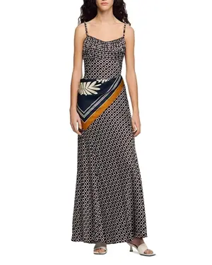 Sandro Dona Floral Slip Maxi Dress - Deep Blue