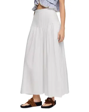 Sandro Poplin Side Tie Maxi Skirt