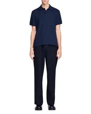 Sandro Square Cross Jacquard Polo Shirt