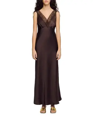 Sandro Behati Lace Collar Maxi Dress