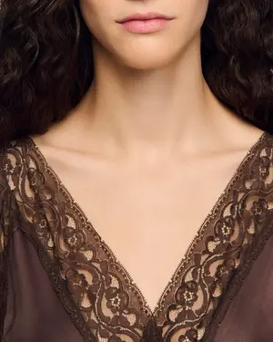 Sandro Behati Lace Collar Maxi Dress