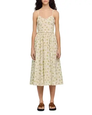 Sandro Floral Sweetheart Midi Dress