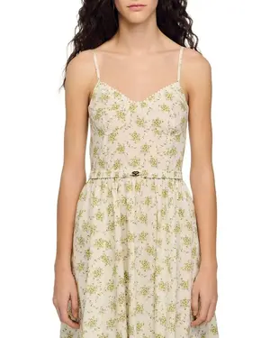 Sandro Floral Sweetheart Midi Dress