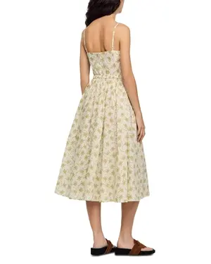Sandro Floral Sweetheart Midi Dress