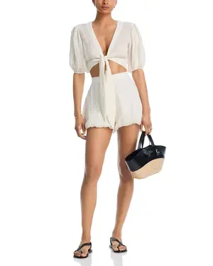 Lisa Marie Fernandez Pouf Tie Blouse - White