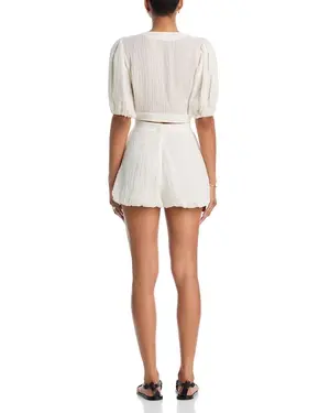 Lisa Marie Fernandez Pouf Tie Blouse - White