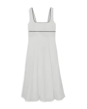 REISS Dorothea Contrast Trim Linen Dress