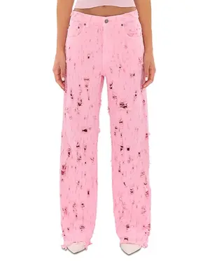 HAIKURE Bonnie Bull Destroyed Jeans - Flamingo