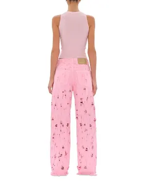 HAIKURE Bonnie Bull Destroyed Jeans - Flamingo