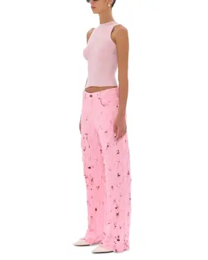 HAIKURE Bonnie Bull Destroyed Jeans - Flamingo