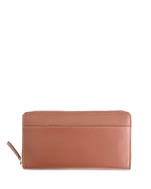 ROYCE NEW YORK Rfid Blocking Continental Zip Wallet Tan