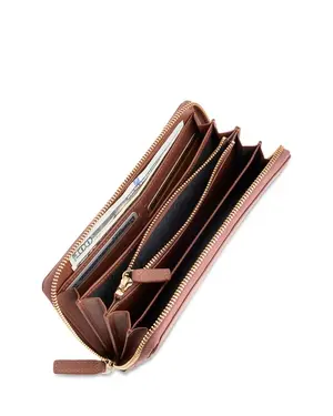 ROYCE NEW YORK Rfid Blocking Continental Zip Wallet - Tan
