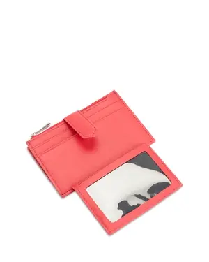 ROYCE NEW YORK Zippered Compact Card Case Wallet - Magenta
