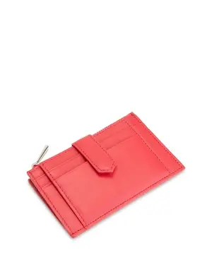ROYCE NEW YORK Zippered Compact Card Case Wallet - Magenta