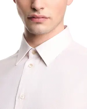 Emporio Armani New York Regular Fit Textured Dress Shirt - Tan