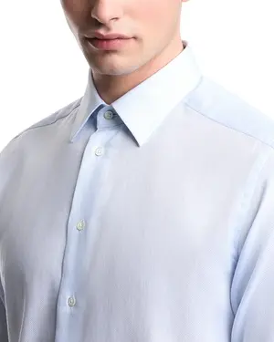 Emporio Armani New York Regular Fit Textured Shirt - Light Blue