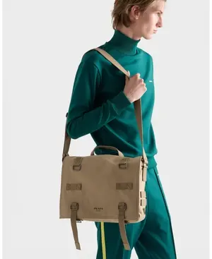 Prada Canvas Shoulder Bag - Neutral