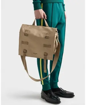 Prada Canvas Shoulder Bag - Neutral