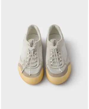 Prada Speedrock Leather And Mesh Sneakers - Neutral