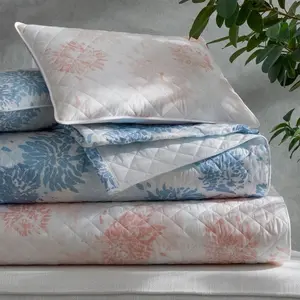 MATOUK Chrysanthemum Fitted Sheet, Queen - Blue