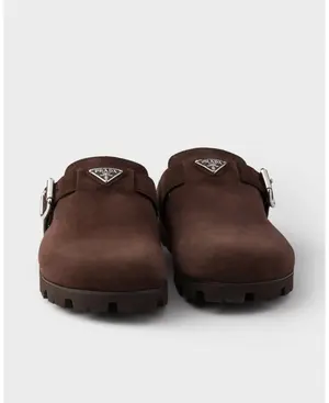 Prada Suede Mules - Brown