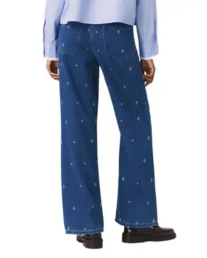 Maje Pant In City Rhinestone Wide Jeans