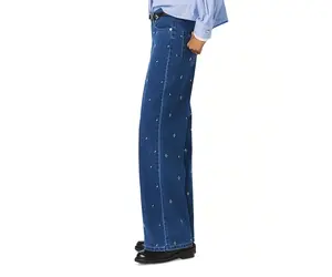 Maje Pant In City Rhinestone Wide Jeans