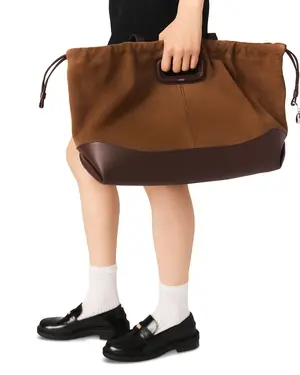 Maje M Large Suede & Leather Tote