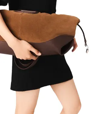 Maje M Large Suede & Leather Tote