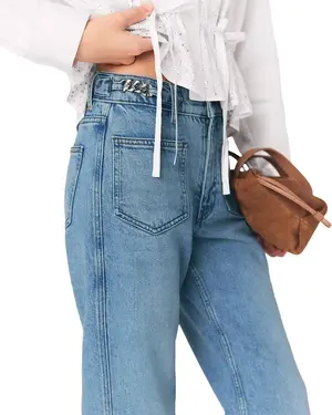 Maje Chain Waist Straight Leg Jeans