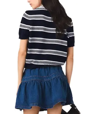 Maje Tiered Denim Mini Skirt