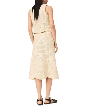 Maje Jight Crochet Midi Skirt - Beige