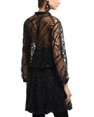 Emporio Armani Tulle Jacket With Sequin Embroidery
