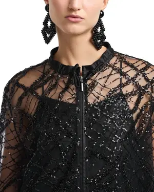 Emporio Armani Tulle Jacket With Sequin Embroidery