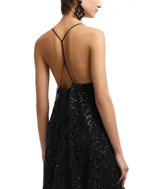 Emporio Armani Tulle Maxi Dress With Sequin Embroidery - Black