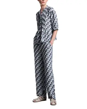 Emporio Armani Checkered Gauze Pants - Navy/natural Check