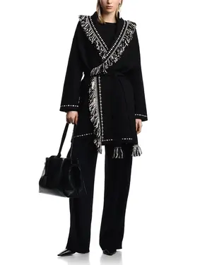 Emporio Armani Fringe Hem Tie Belt Cardigan
