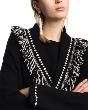 Emporio Armani Fringe Hem Tie Belt Cardigan
