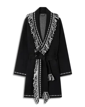 Emporio Armani Fringe Hem Tie Belt Cardigan