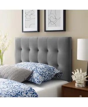 MODWAY Lily Biscuit Tufted Performance Velvet Headboard - Gray