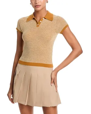 Guest In Residence Pique Polo Cashmere Top