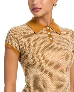 Guest In Residence Pique Polo Cashmere Top
