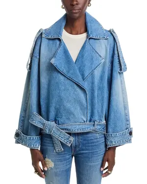 Brandon Maxwell Regan Denim Trench Coat - Indigo