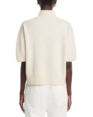 Brandon Maxwell Kinley Cashmere Cropped Henley - Ivory