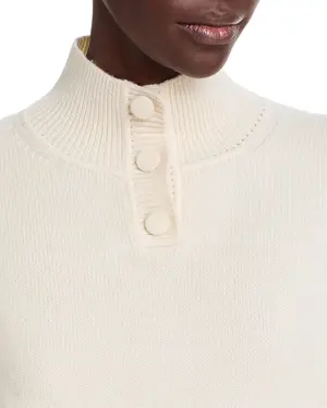 Brandon Maxwell Kinley Cashmere Cropped Henley - Ivory