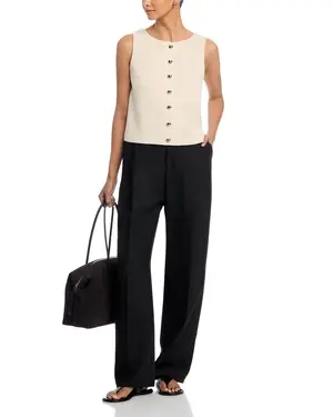 Lafayette 148 New York Button Front Sweater Vest - Ecru
