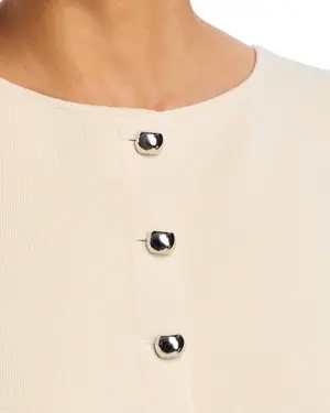 Lafayette 148 New York Button Front Sweater Vest - Ecru
