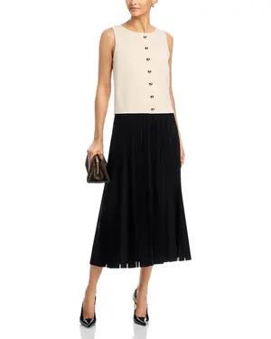 Lafayette 148 New York Pleated Pull On Knit Skirt