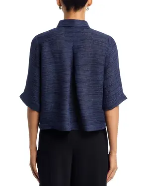 Eileen Fisher Classic Collar Elbow Sleeve Shirt - Ink