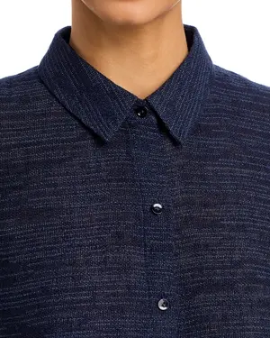 Eileen Fisher Classic Collar Elbow Sleeve Shirt - Ink